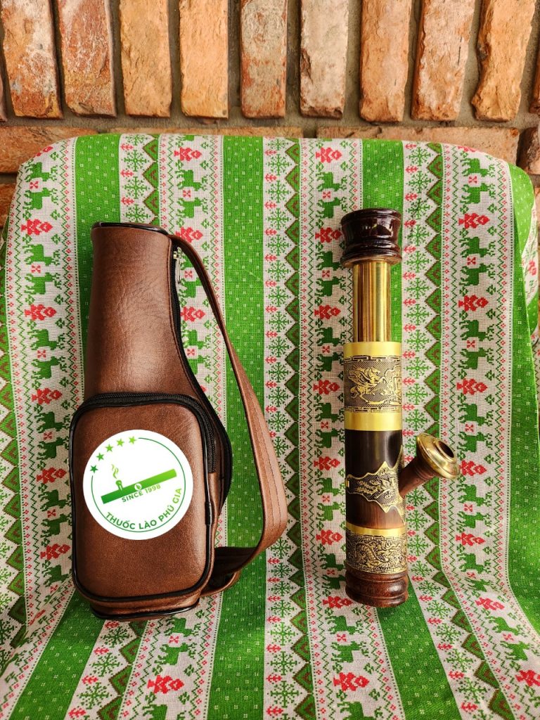 Điếu cày mini bỏ túi trúc rút bọc đồng khảm - Siêu nhỏ gọn